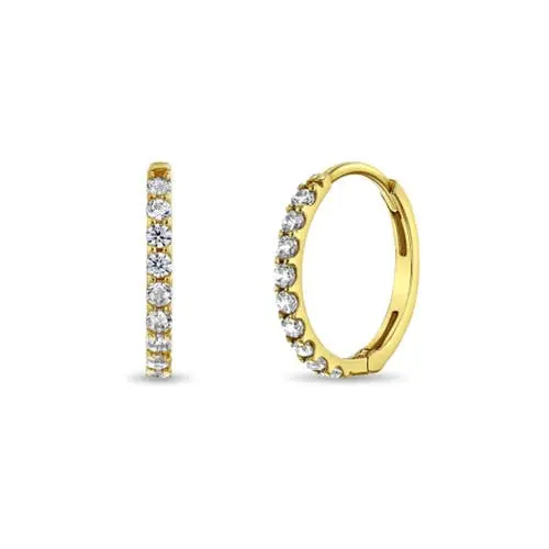 IN SEASON JEWELRY 14k Yellow Cubic Zirconia Huggie Earrings - Gold