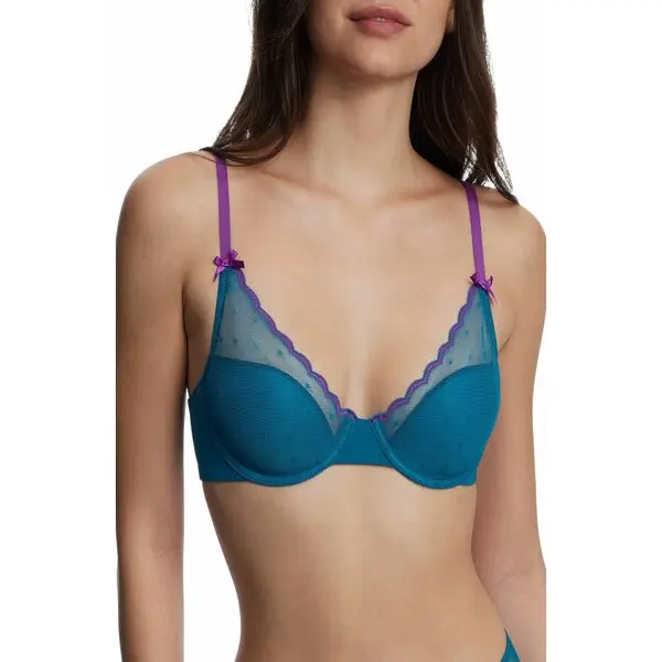 SKARLETT BLUE Siren Lightly Lined Dotted Lace Bra - Celestial/vivid Purple