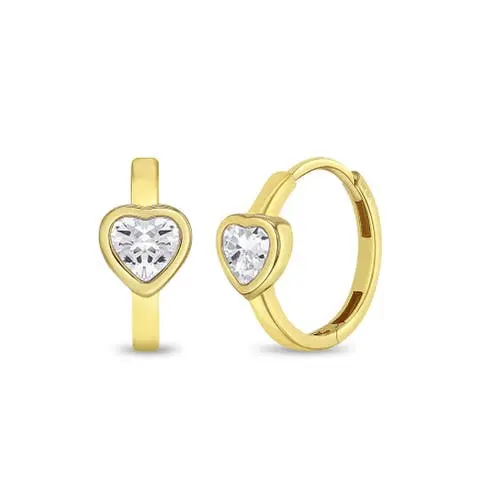 IN SEASON JEWELRY 14k Yellow Heart Hoop Earrings - Gold