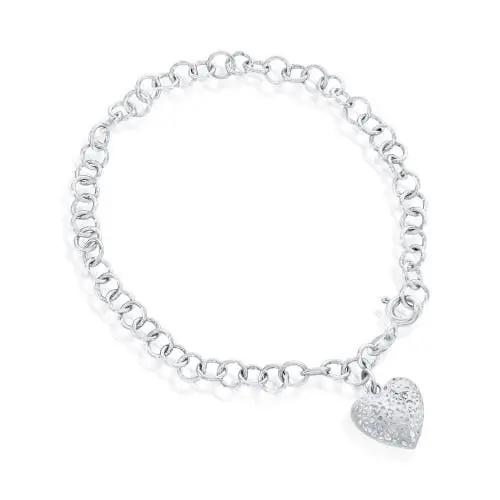 DONATELLO GIAN Name' Diamond Cut Heart Charm Bracelet