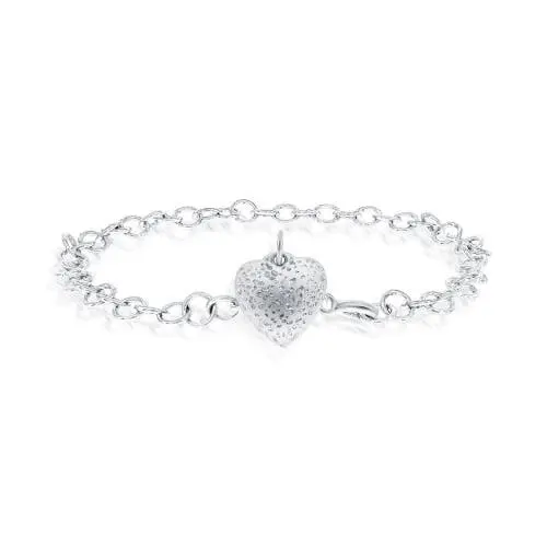 DONATELLO GIAN Name' Diamond Cut Heart Charm Bracelet - Silver