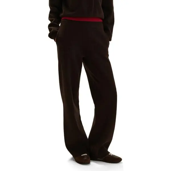 FAVORITE DAUGHTER Fatigue Sisters Cotton & Cashmere Wide Leg Sweater Pants - Espresso