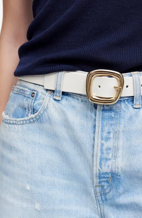 Madewell Puffy Buckle Leather Belt Ivory Editorialist