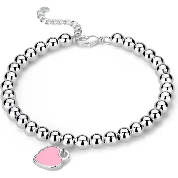 DONATELLO GIAN Beaded Heart Charm Bracelet - Pink