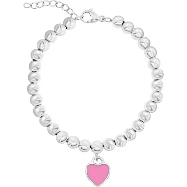 DONATELLO GIAN Beaded Heart Charm Bracelet - Pink