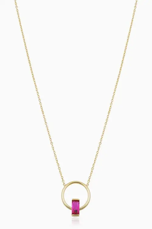 ORADINA 14k Gold Bella Pendant Necklace - Gold - Ruby Zirconia