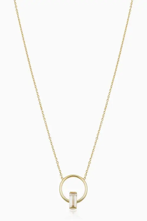 ORADINA 14k Gold Bella Pendant Necklace - Gold - White Topaz