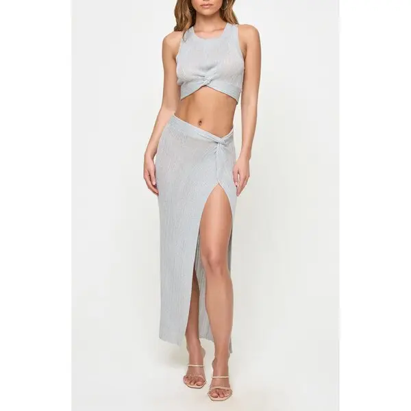 L*Space Heart Of Gold Metallic Crop Cover-up Top - Metallic Silver