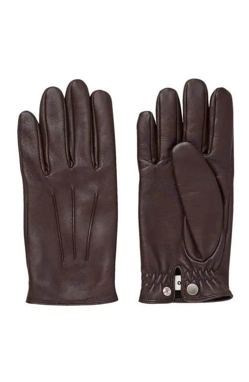 Sandro Leather Gloves - Black Brown