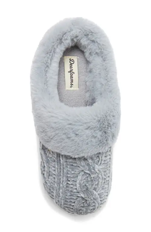 DEARFOAMS Claire Cable Knit Chenille Clog Slipper - Sleet