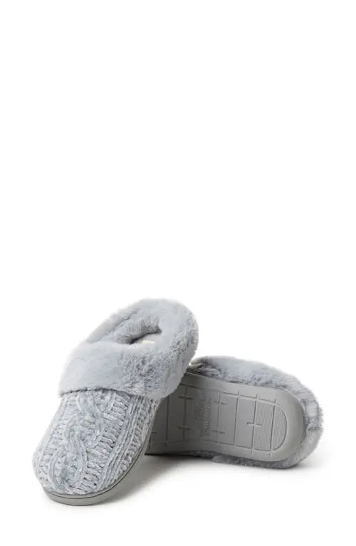 DEARFOAMS Claire Cable Knit Chenille Clog Slipper - Sleet