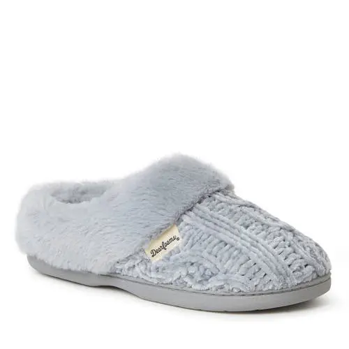 DEARFOAMS Claire Cable Knit Chenille Clog Slipper - Sleet