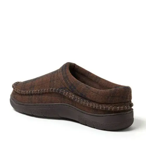 DEARFOAMS Thompson Plaid Moccasin Toe Clog Slipper - Brown