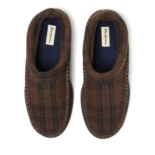 DEARFOAMS Thompson Plaid Moccasin Toe Clog Slipper - Brown