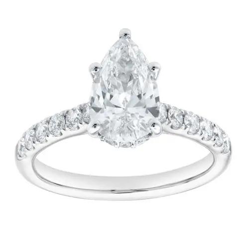 LUVMYJEWELRY Rasha Pear Lab Grown Diamond Engagement Ring - 14k White Gold