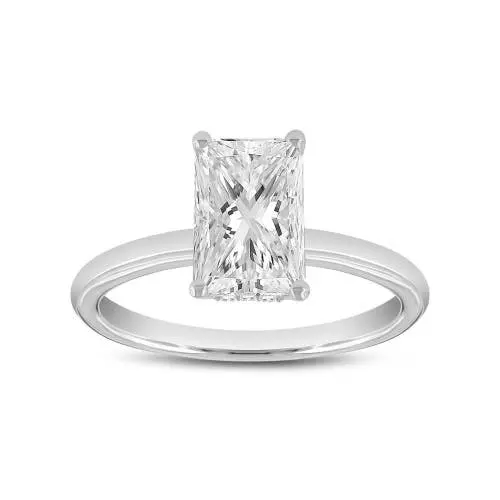 LUVMYJEWELRY 2.05 Ctw Radiant Cut Lab Grown Diamond Engagement Ring - 14k White Gold
