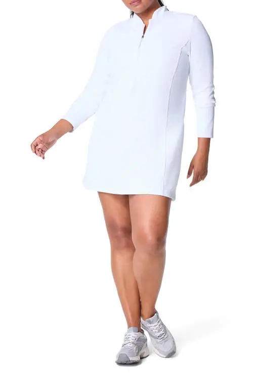 Spanx Half-zip Ribbed Mini Dress - Vivid White