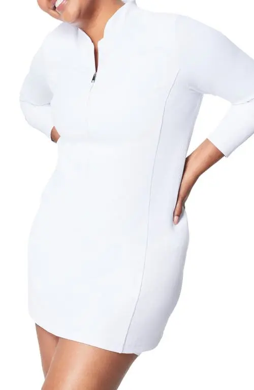 Spanx Half-zip Ribbed Mini Dress - Vivid White