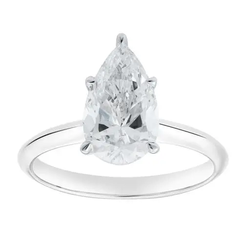 LUVMYJEWELRY Nadine Pear Lab Grown Diamond Solitaire Ring - 14k White Gold