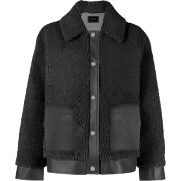 BLVCK PARIS Shearling Jacket With Vegan Leather Pockets - Black
