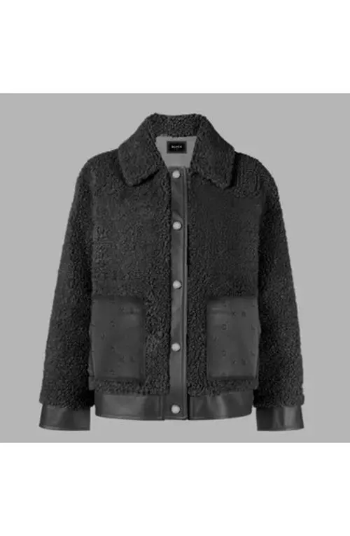 BLVCK PARIS Shearling Jacket With Vegan Leather Pockets