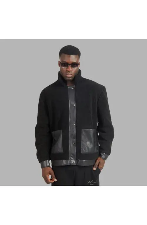 BLVCK PARIS Shearling Jacket With Vegan Leather Pockets