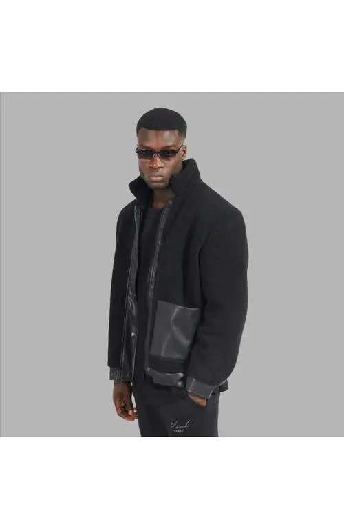 BLVCK PARIS Shearling Jacket With Vegan Leather Pockets