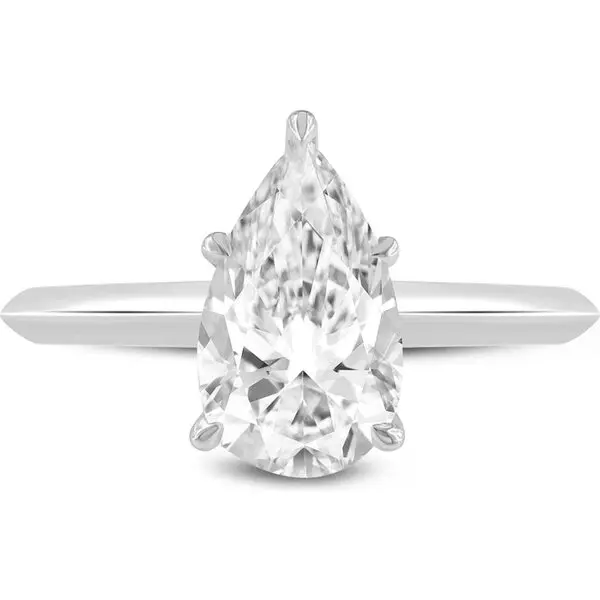 LUVMYJEWELRY Jana Pear Lab Grown Diamond Solitaire Ring - 14k White Gold