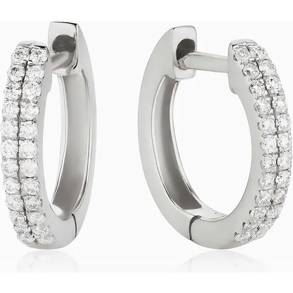 ORADINA 14k Gold Diamond Mini Hoop Earrings - White Gold - Diamonds