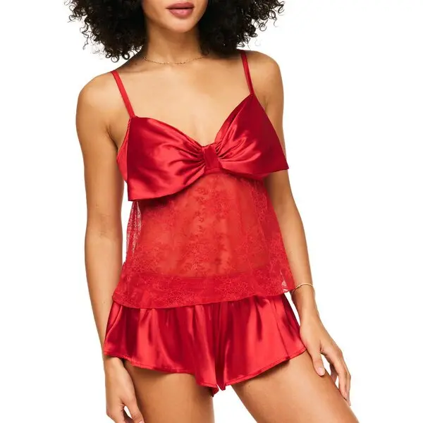 ADORE ME Idrina Pajama Cami & Shorts Set - Dark Red