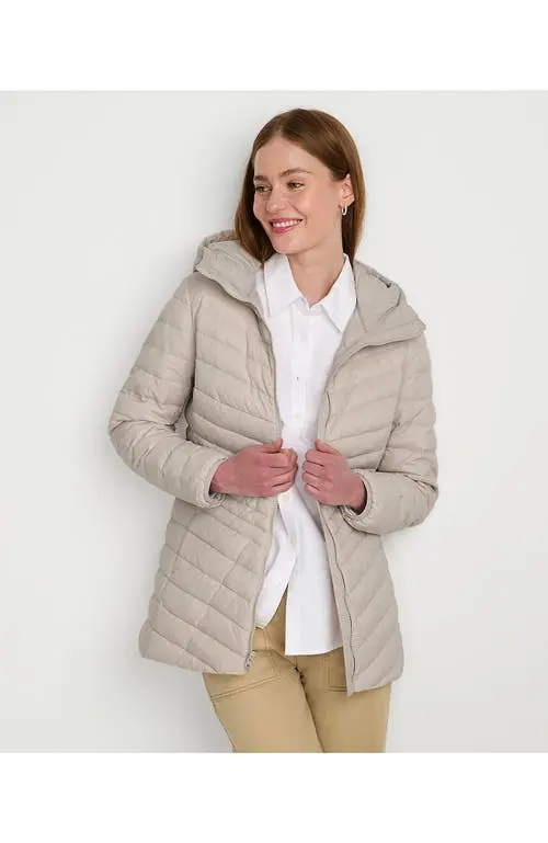 LANDS' END Wanderweight Packable Down Long Jacket - Dusk Gray