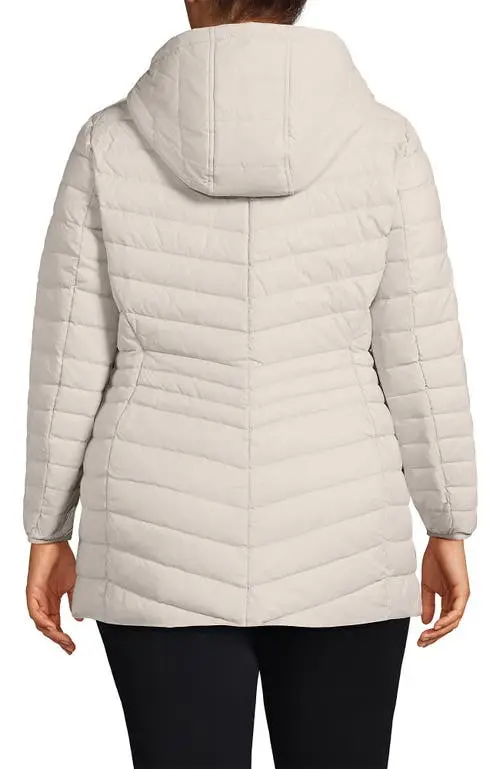 LANDS' END Wanderweight Packable Down Long Jacket - Dusk Gray