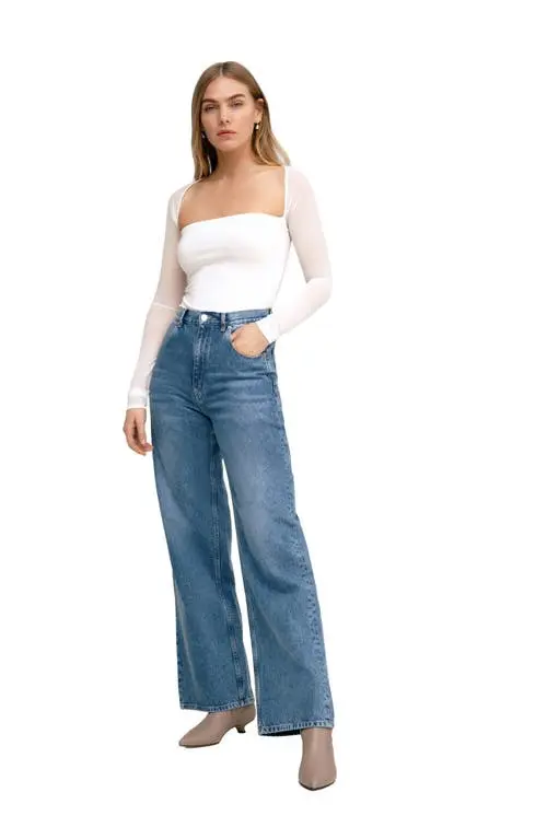 MARCELLA Lucia Jersey And Mesh Top - Off White