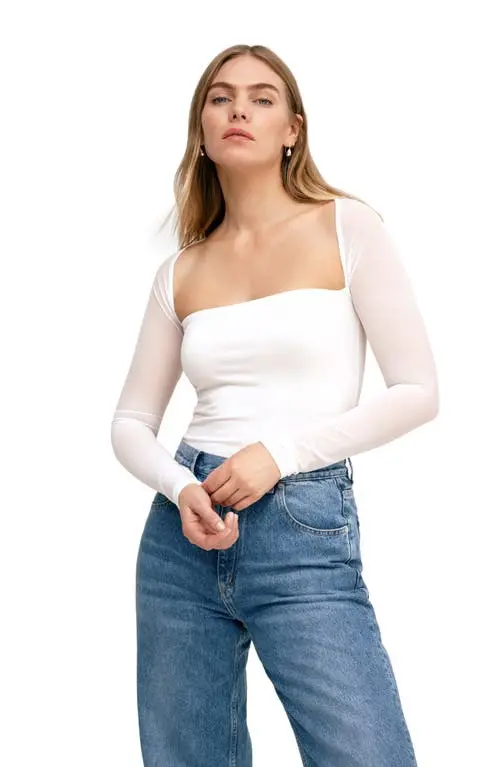 MARCELLA Lucia Jersey And Mesh Top - Off White