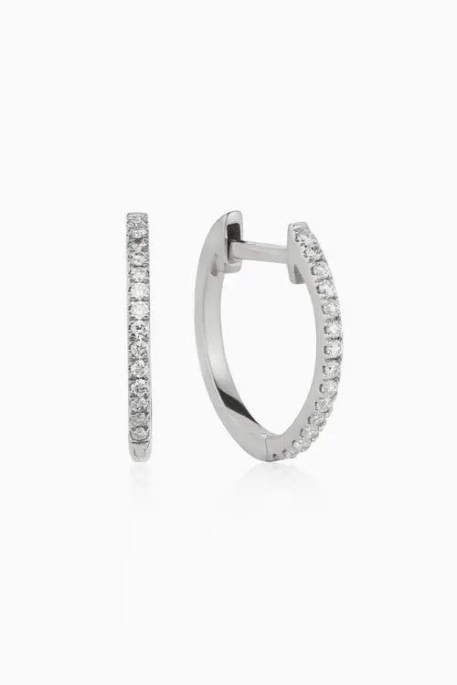 ORADINA 14k Gold Diamond Hoop Earrings - White Gold - Diamonds