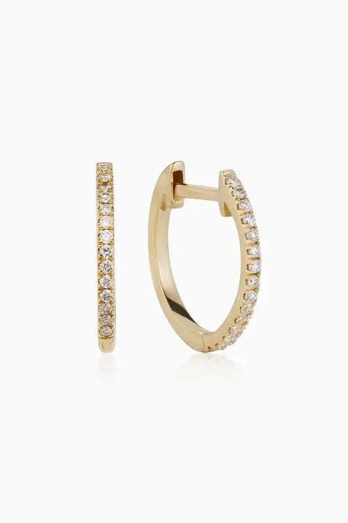 ORADINA 14k Gold Diamond Hoop Earrings - Yellow Gold - Diamonds