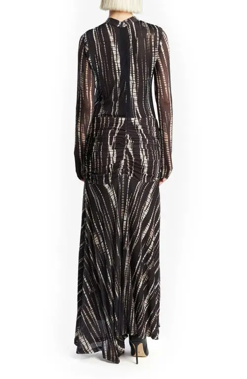 Bardot Lea Long Sleeve Mesh Dress - Black/brown