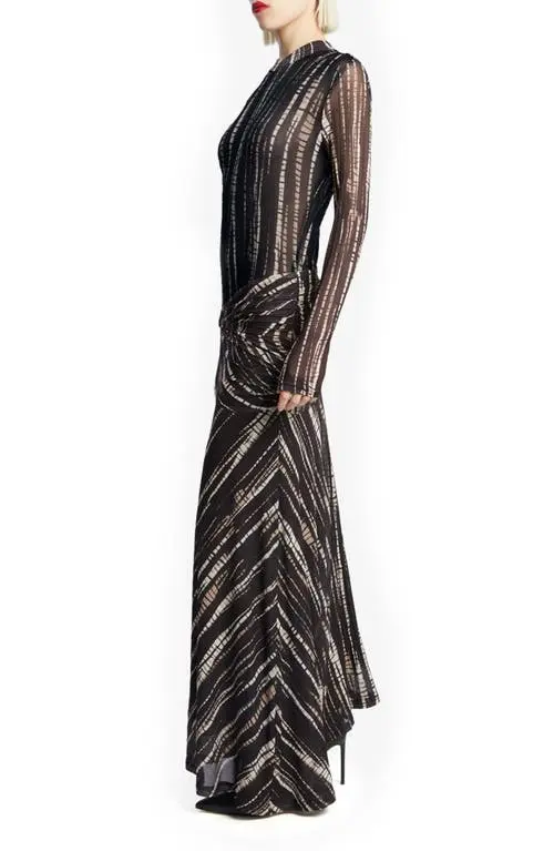 Bardot Lea Long Sleeve Mesh Dress - Black/brown