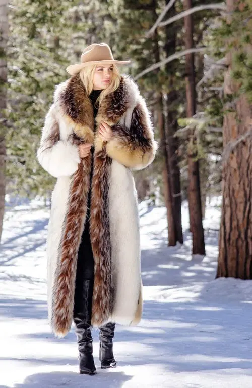 Salyers Fabulous Furs Faux Fur Ivory Jacket Fabulous Furs Longline Faux Fur Coat Arctic Wolf Editorialist