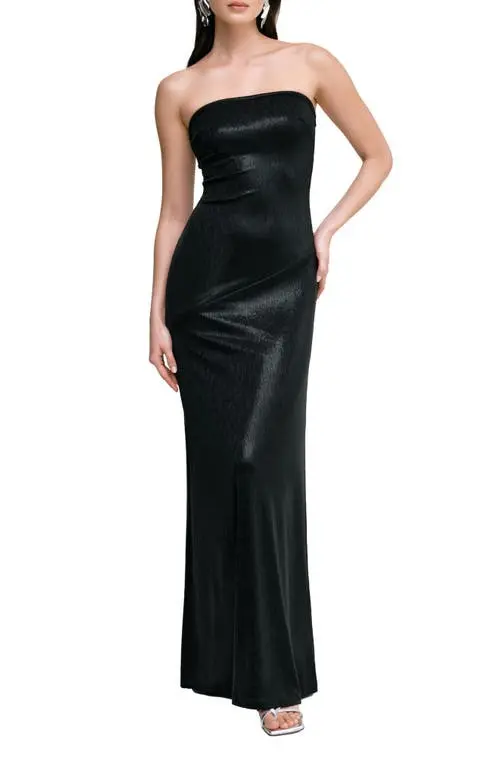 MARCELLA Ciel Strapless Metallic Gown - Onyx