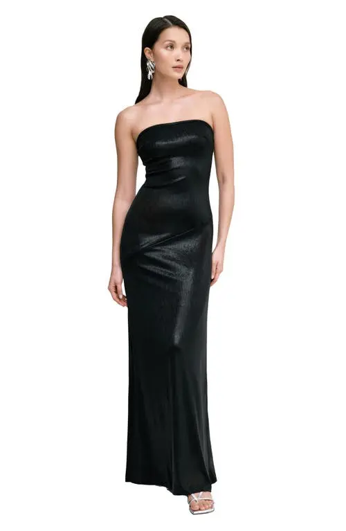 MARCELLA Ciel Strapless Metallic Gown - Onyx