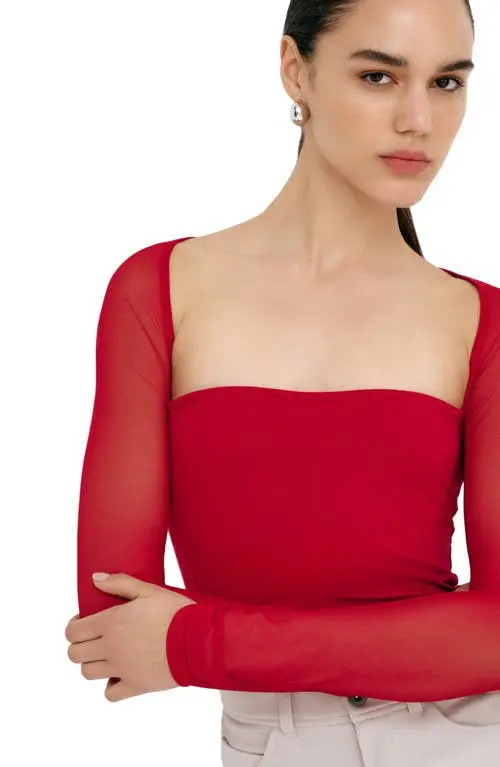 MARCELLA Lucia Jersey & Mesh Top - Red