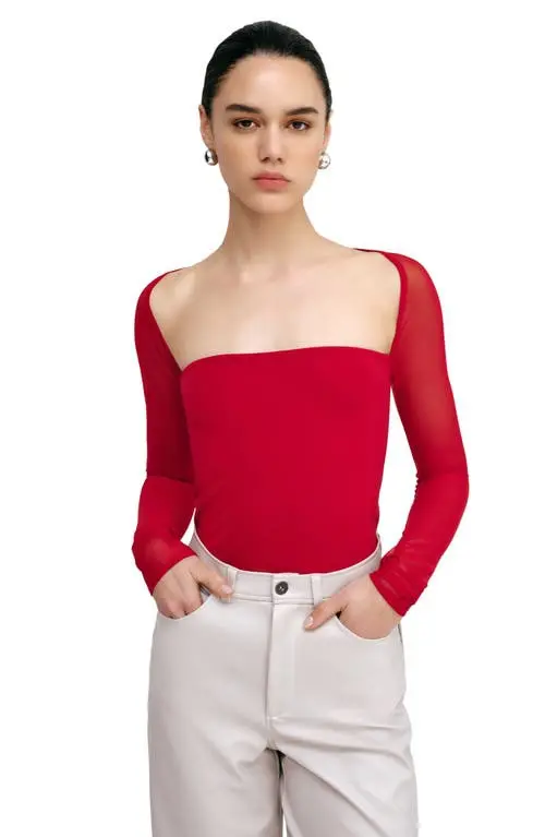 MARCELLA Lucia Jersey & Mesh Top - Red