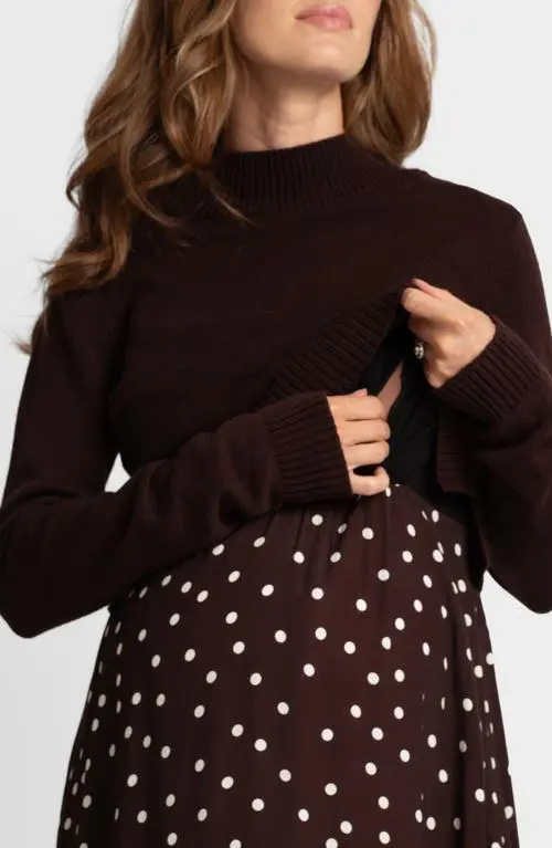 Seraphine Polka Dot Midi Dress & Sweater Maternity/nursing Set