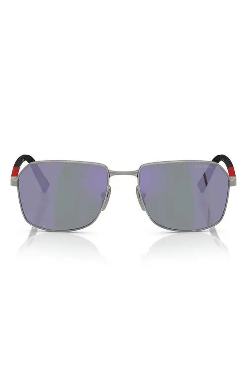 Prada 57mm Rectangular Sunglasses - Gunmetal