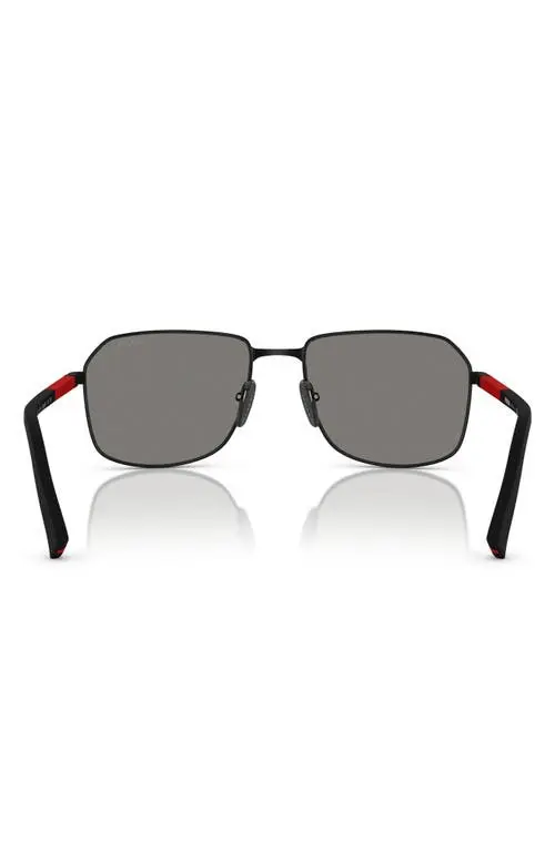 Prada 57mm Rectangular Sunglasses - Rubber Black