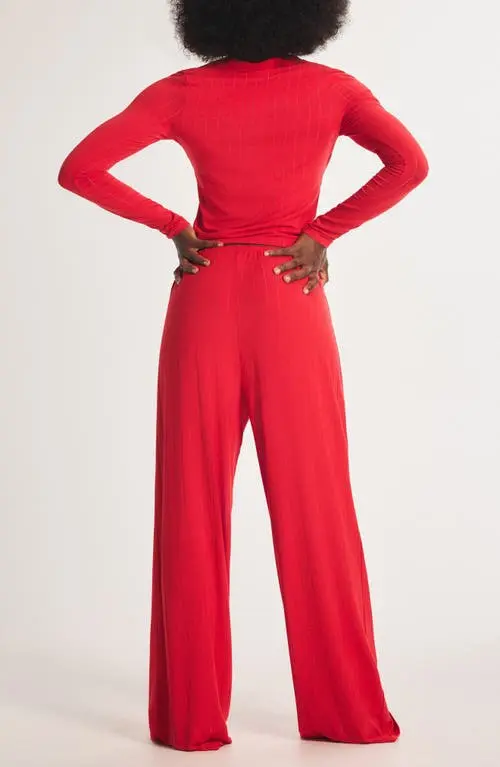 SAVAGE X FENTY Sleek Stitch Sleep Henley - Timeless Red