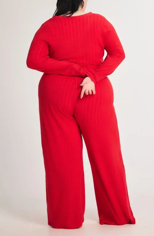SAVAGE X FENTY Sleek Stitch Sleep Henley - Timeless Red