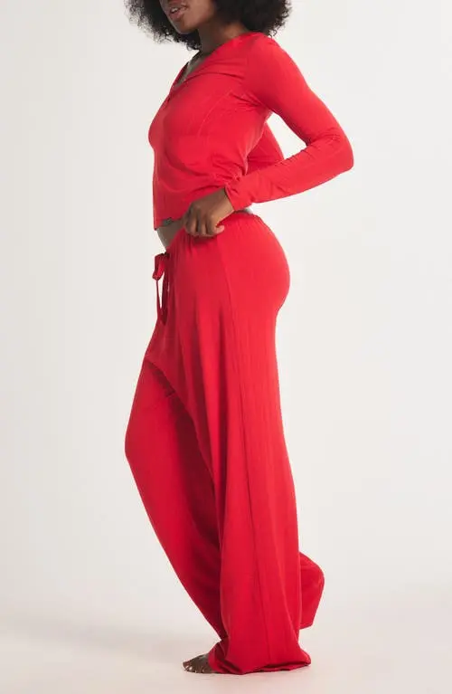 SAVAGE X FENTY Sleek Stitch Sleep Henley - Timeless Red