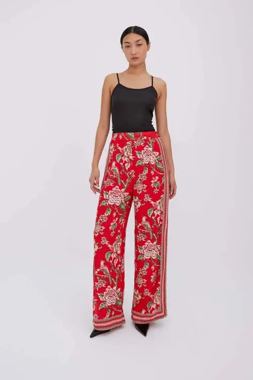 RAISHMA Hallie Floral Wide-leg Trousers